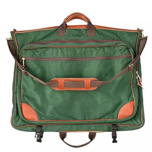 L.L. Bean | Bags | Ll Bean Garment Bag Luggage Vintage Leather Trim ...